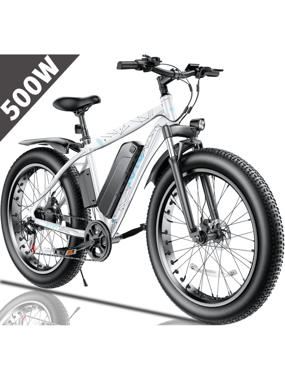 Vivi 500W Adult Electric Bike, 26" 4.0" Fat Tire ...