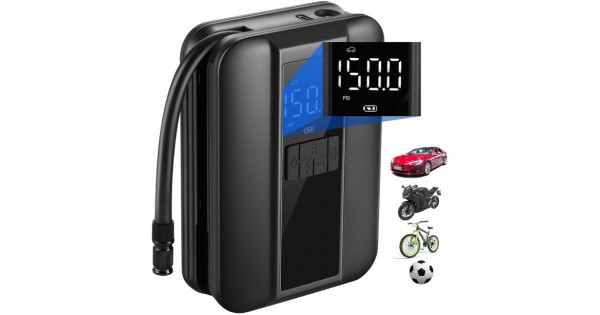 Portable Air Pump 150PSI Cordless Electric Air Compressor ...