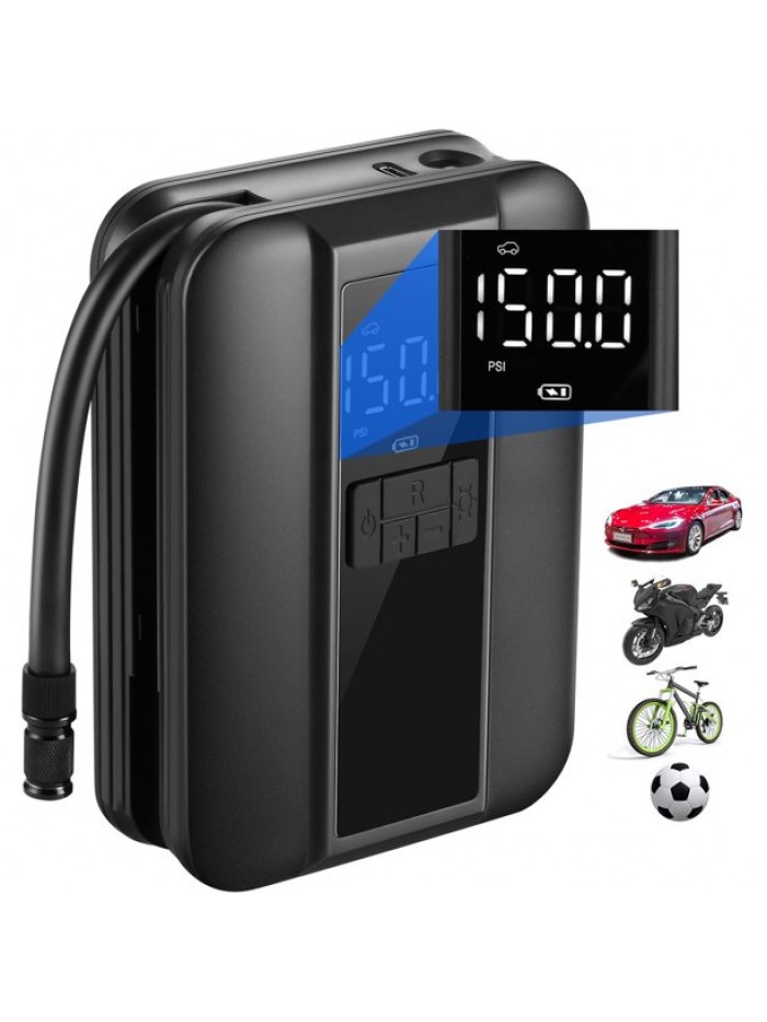 Portable Air Pump 150PSI Cordless Electric Air Compressor ...